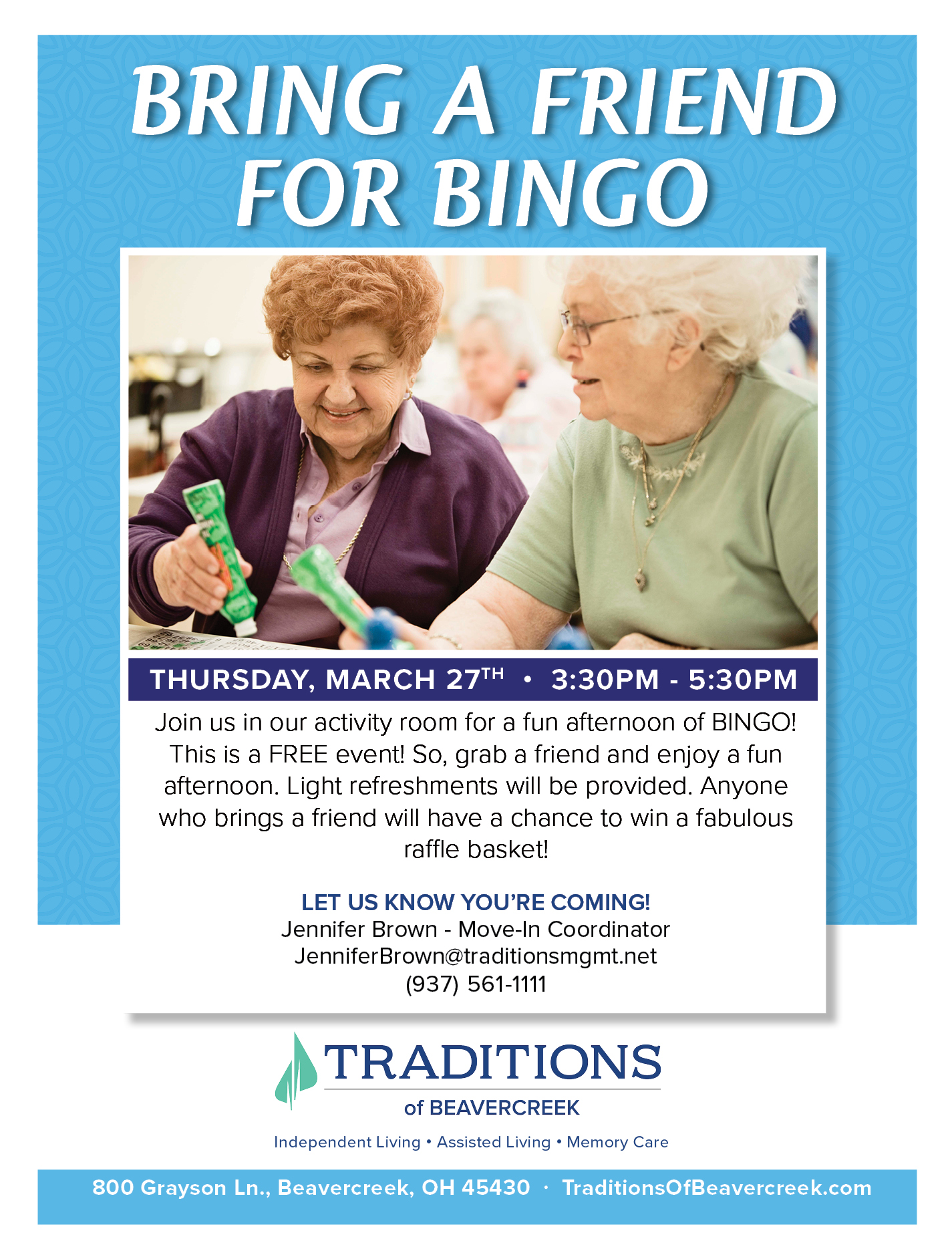 Bring a Friend for Bingo - Traditions of Beavercreek